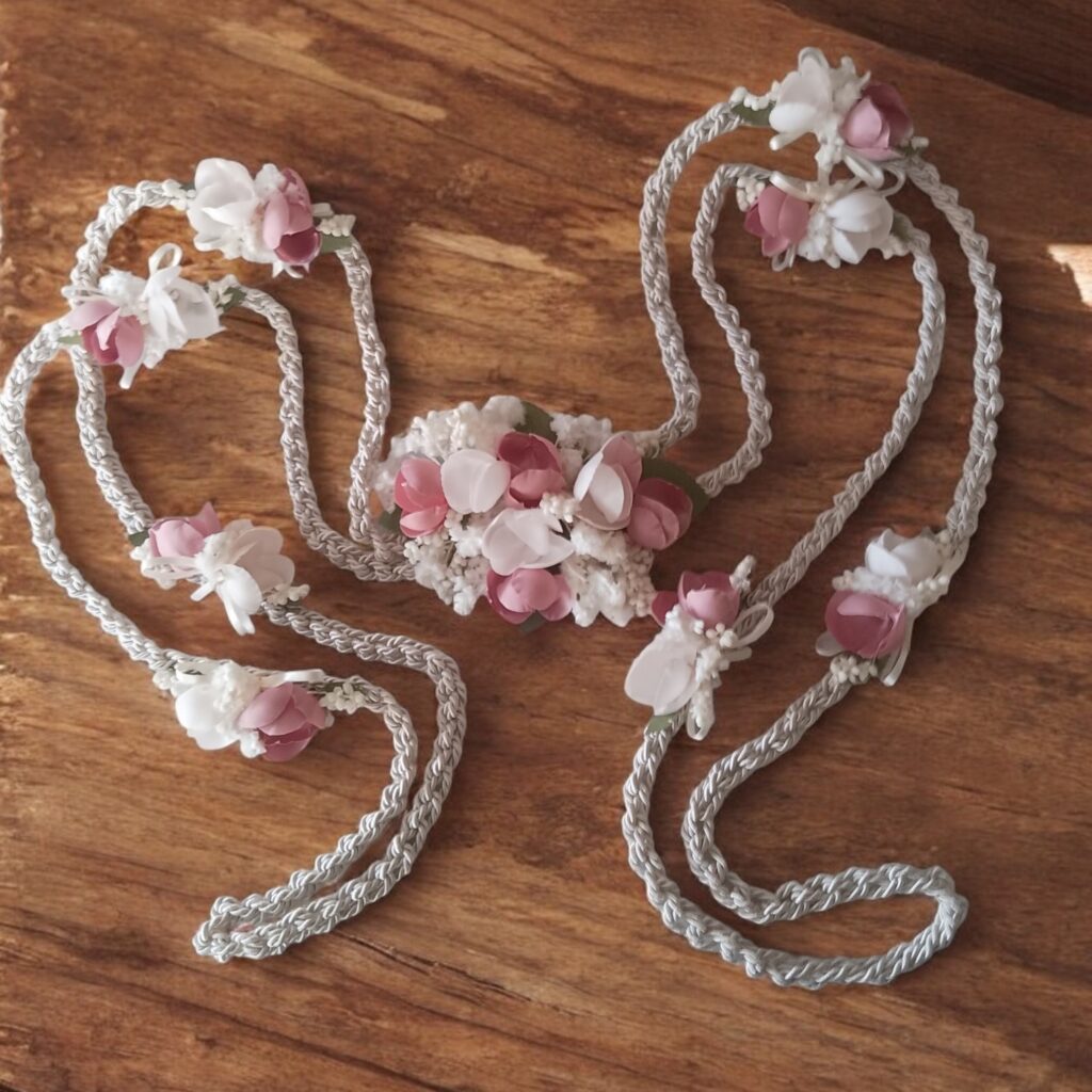 Lazo de Boda Trenzado de Boton de Rosa – Ramos, Tocados y Lazos para Novia